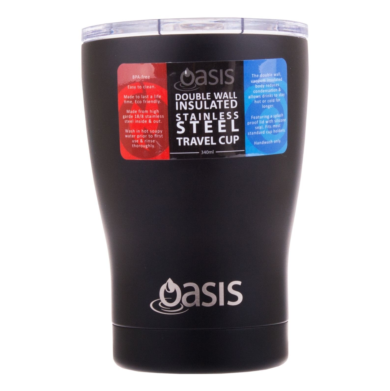 2pk Oasis 340ml Double Wall Insulated Stainless Steel Travel Cup W/lid ...