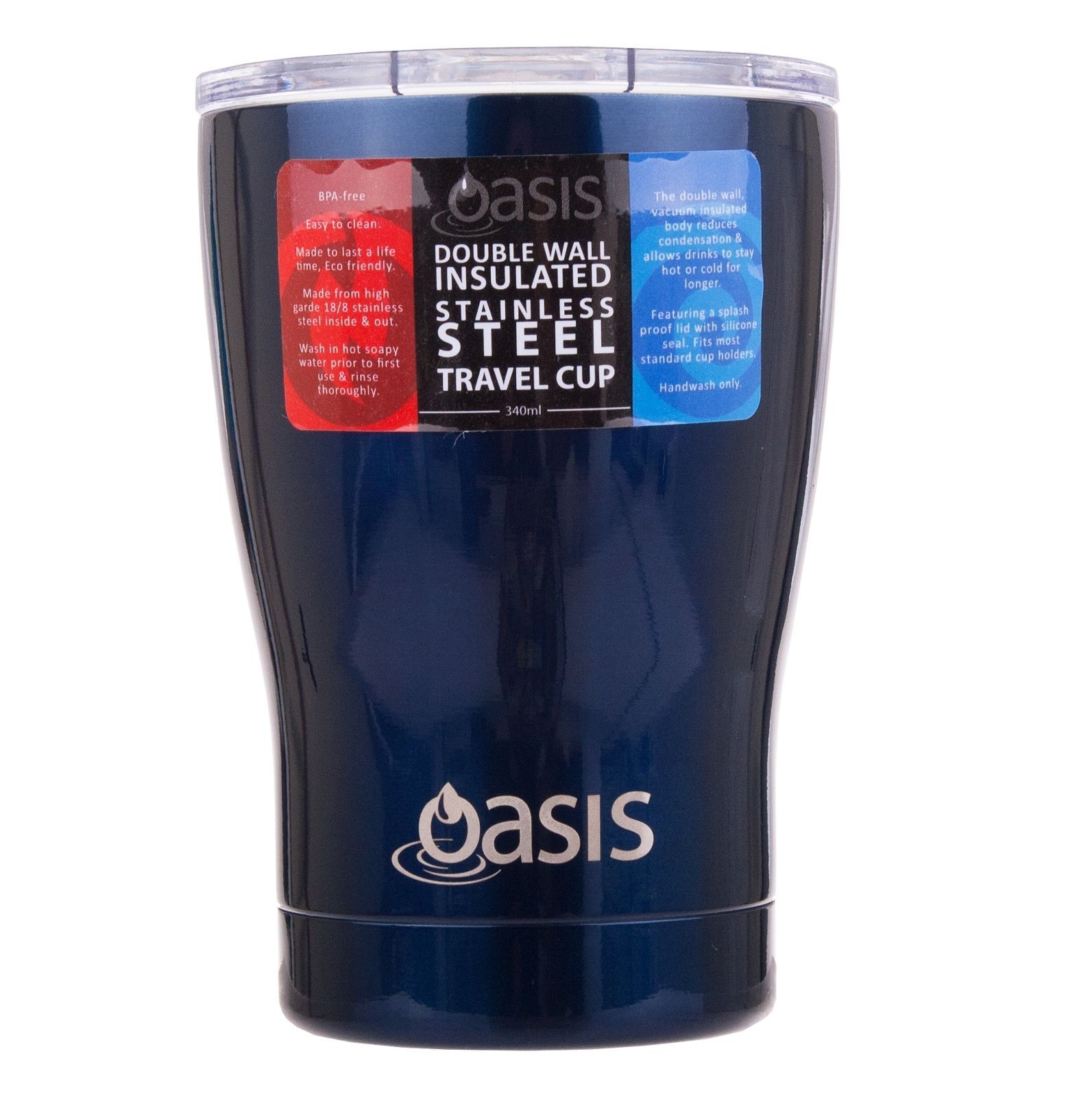 Oasis Double Wall Insulated Travel Coffee Cup With Lid 340ml Navy ...